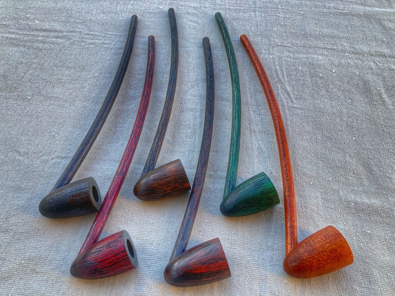 Long Stem Wood Tobacco Pipe and Hunter Green Flannel Case Gift Set - Etsy