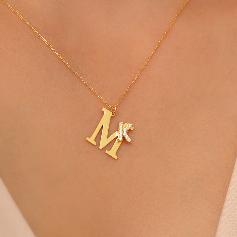 Two Initial Necklace - Etsy