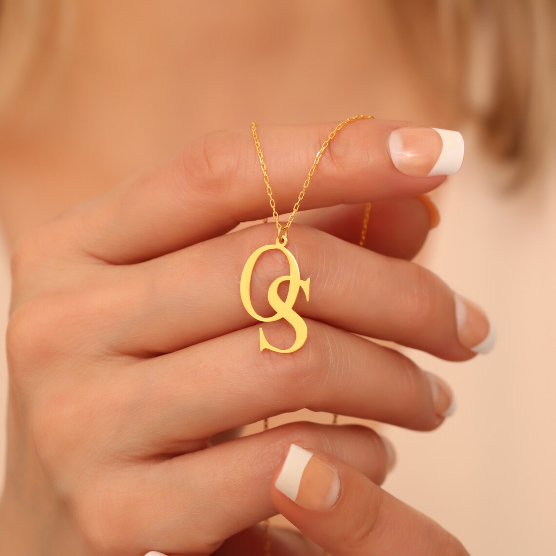 Double Initial Necklace Personalized Initial Necklace Custom Initial ...