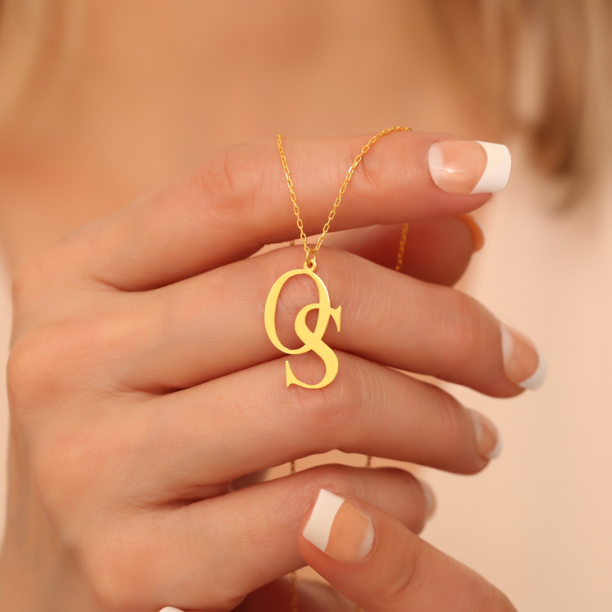 Double Initial Necklace Personalized Initial Necklace Custom Initial ...