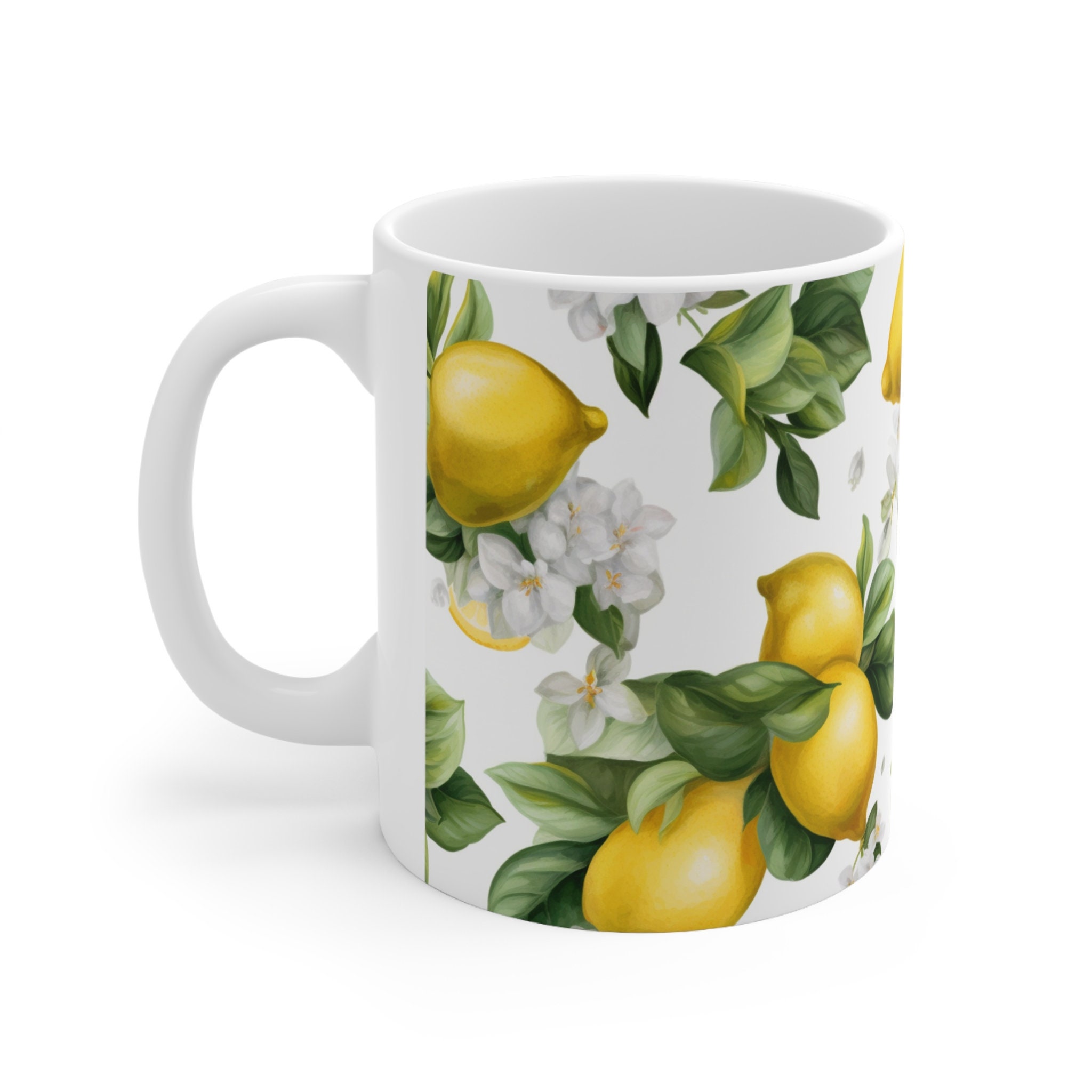 Lemon Coffee Mug | 11oz | Yellow Lemons | Citrus Design | Botanical ...