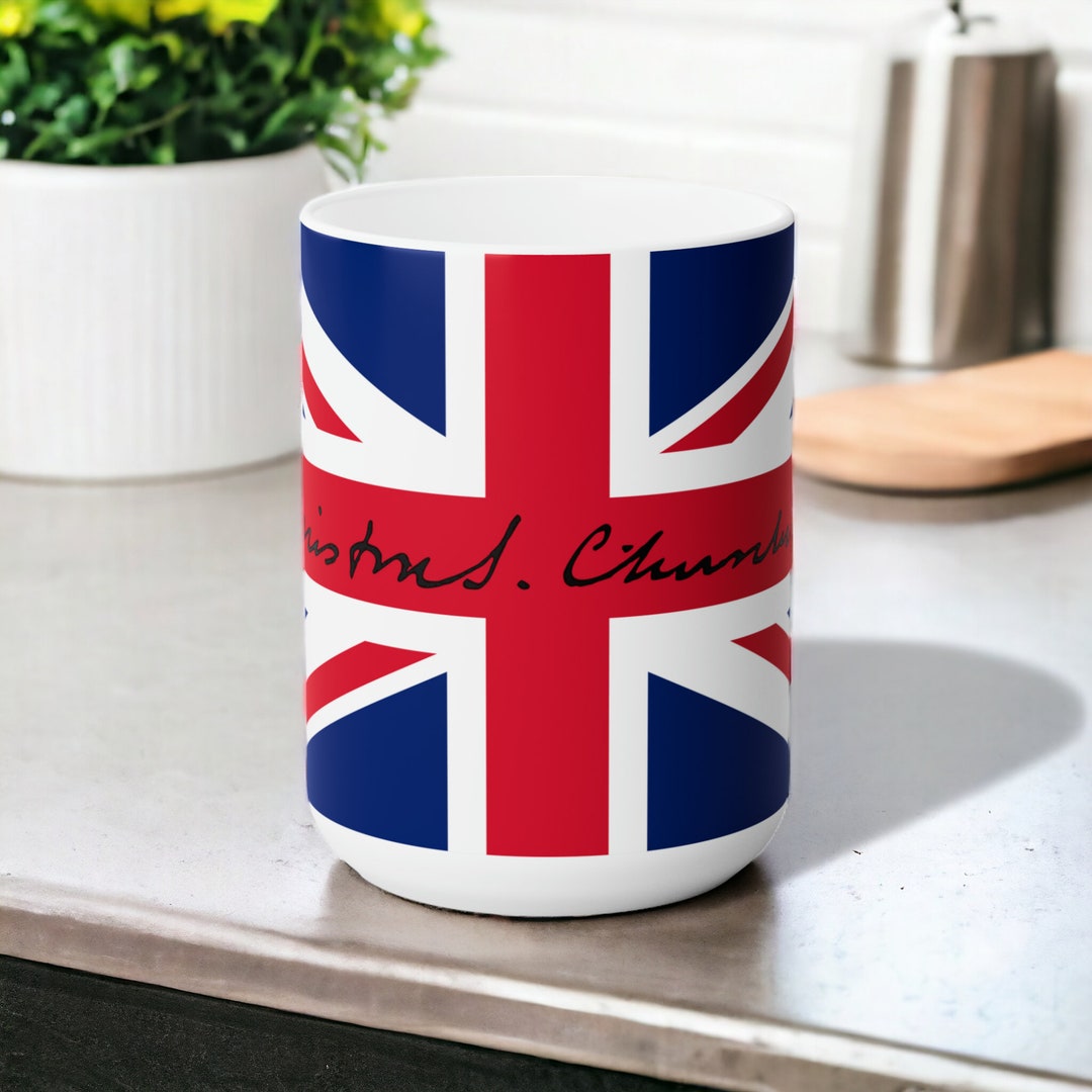 Winston Churchill Signature Union Jack Coffee Mug | 15 Oz | Patriotic ...