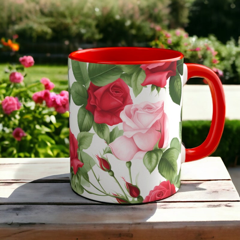 Red Rose Tea Cup - Etsy