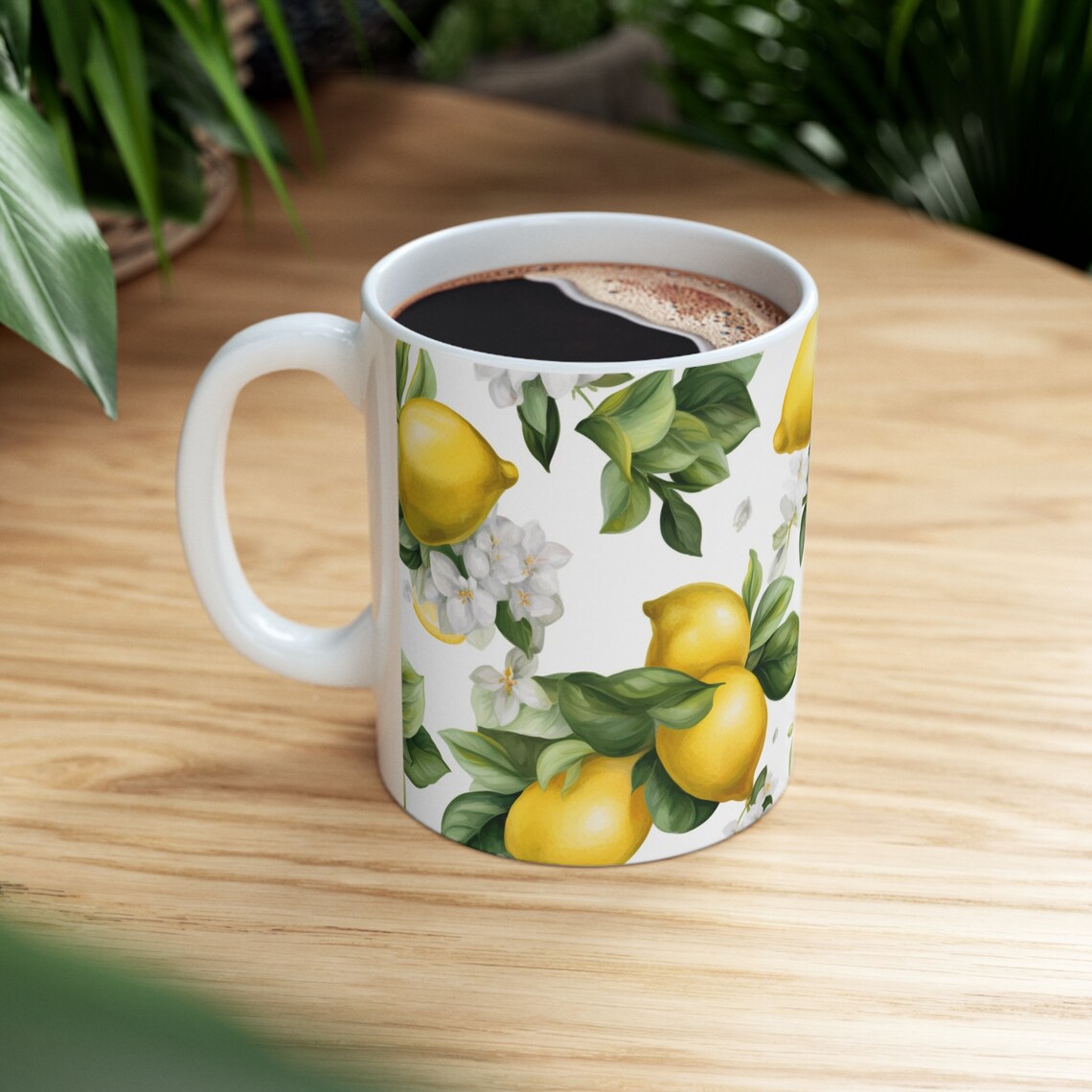 Lemon Coffee Mug | 11oz | Yellow Lemons | Citrus Design | Botanical ...