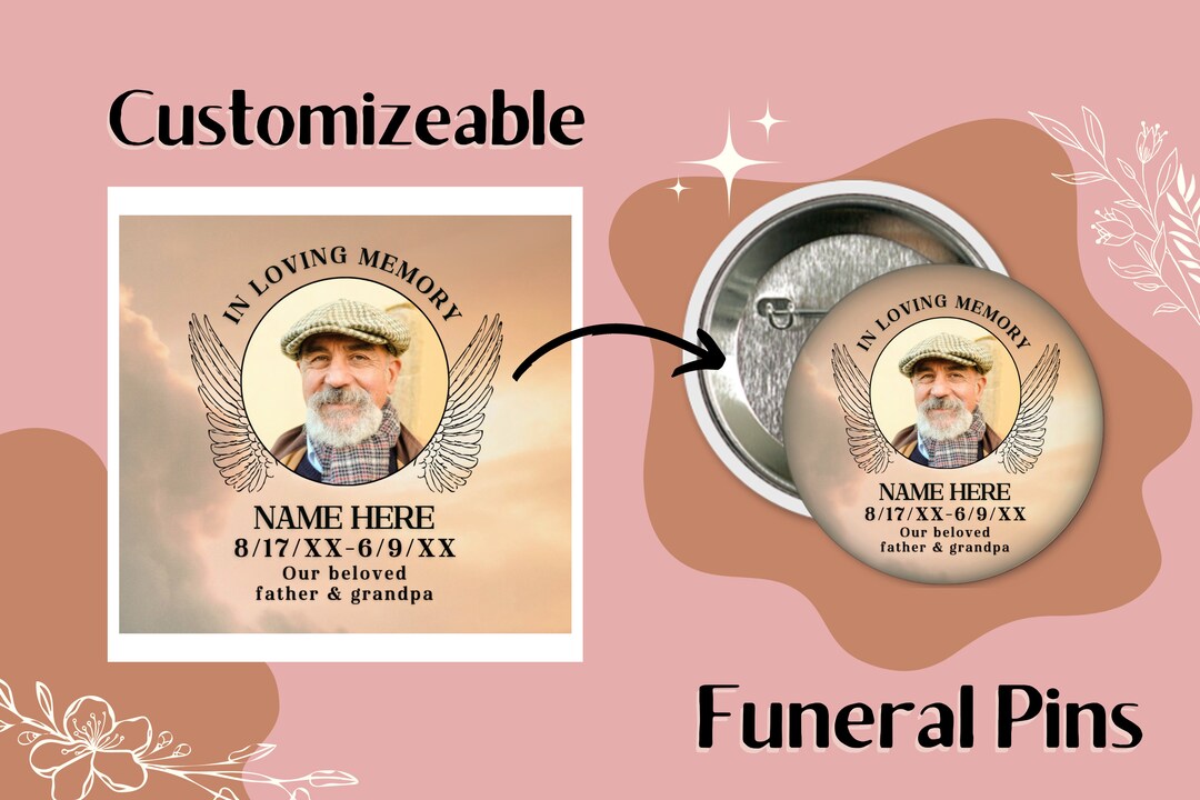 Custom Memorial Funeral Pin - Wearable Keepsake Button - in Memory Of ...