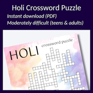 Holi Crossword Puzzle for Parties or to Build Vocabulary. Perfect ...