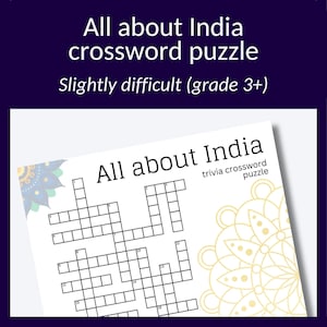 India Crossword Puzzle— Learn About India With This Trivia Puzzle! - Etsy