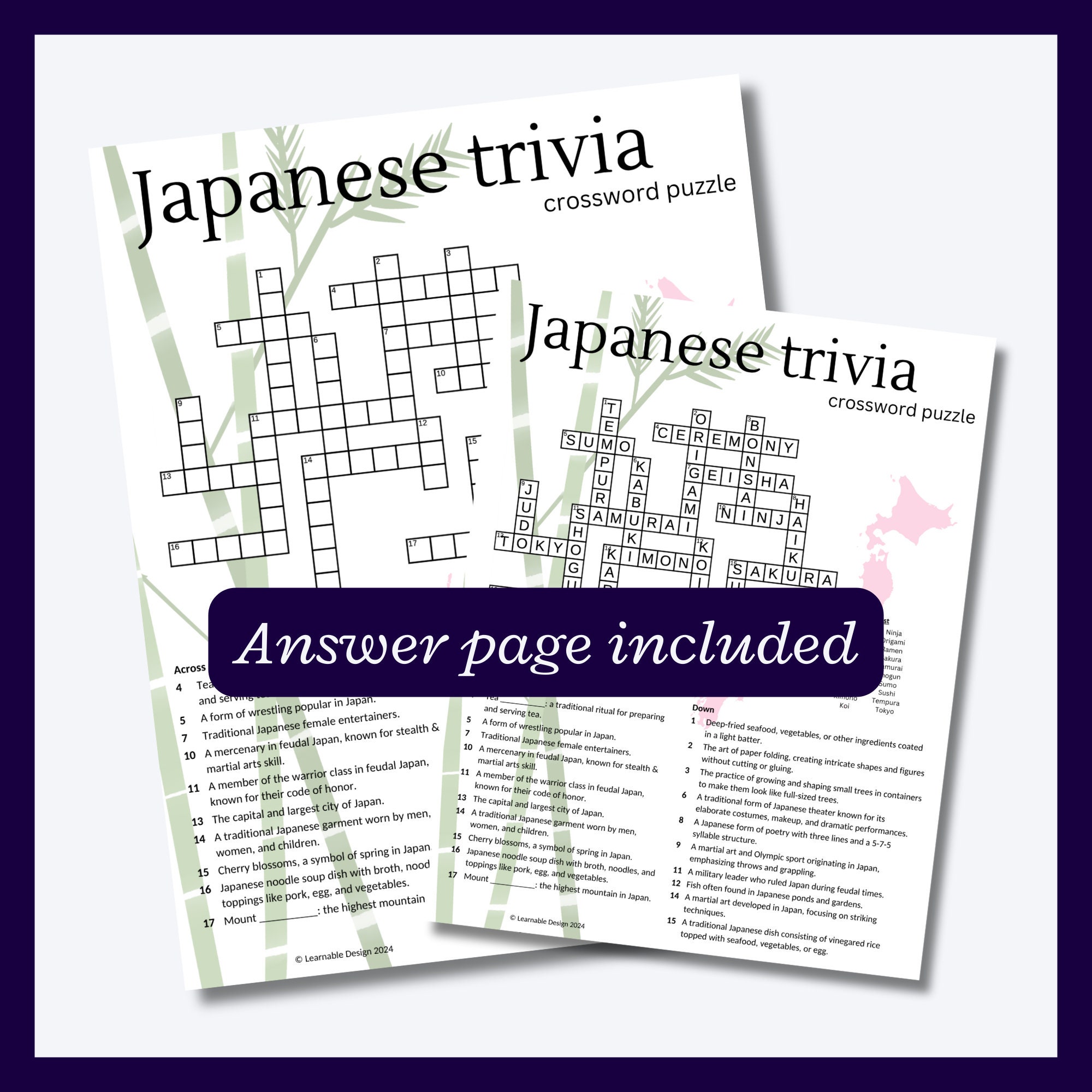 Japan Crossword Puzzle: Great Research Activity or Party Game for Teens ...