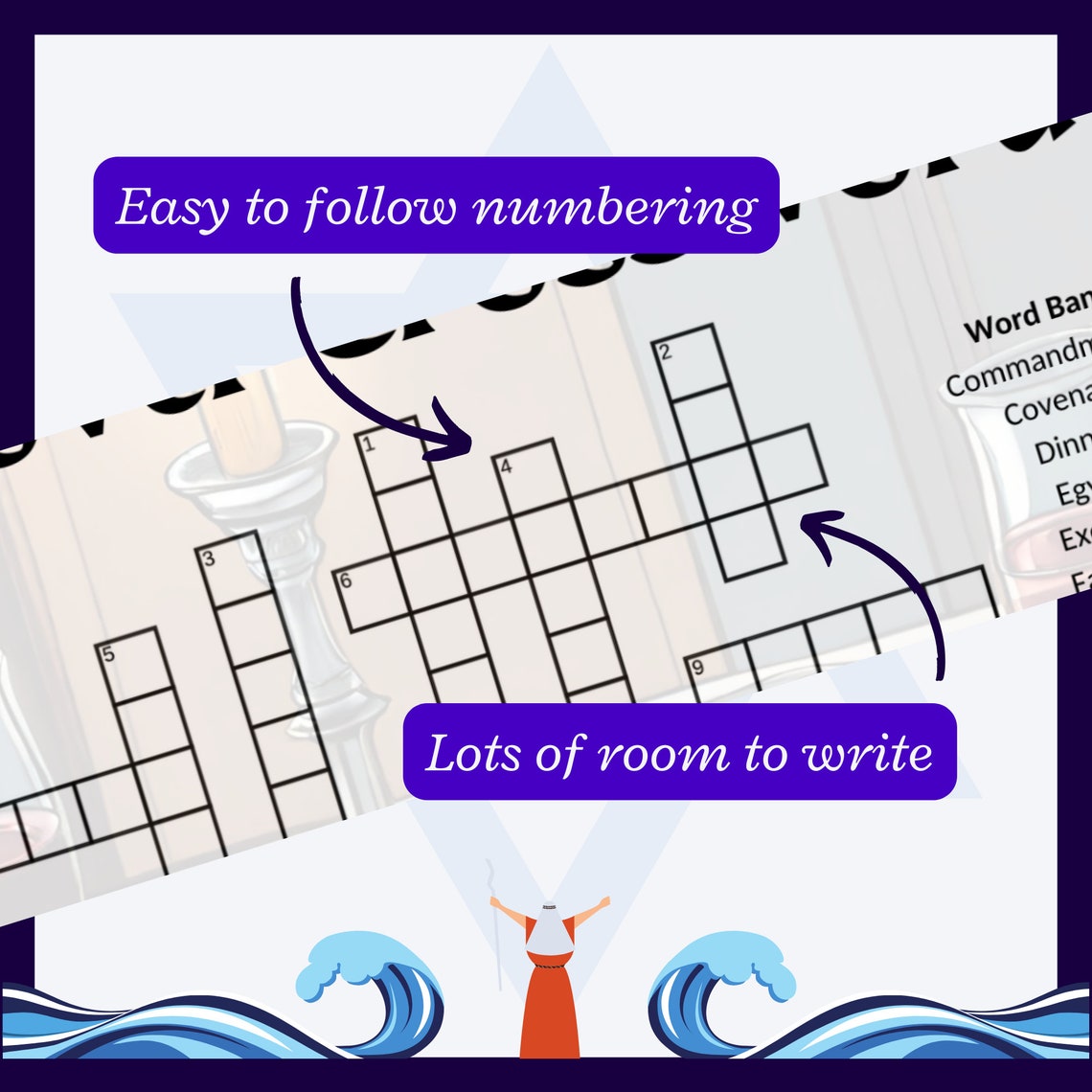 Passover Crossword Puzzle: Jewish Holiday Activity (digital Download ...