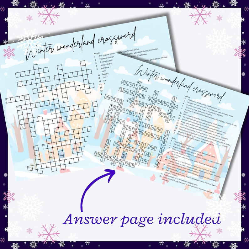 Winter Wonderland Crossword Puzzle: Fun Vocabulary Builder (PDF ...
