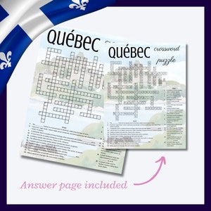 Québec Trivia Crossword Puzzle! This Cross Word Puzzle is Great for ...