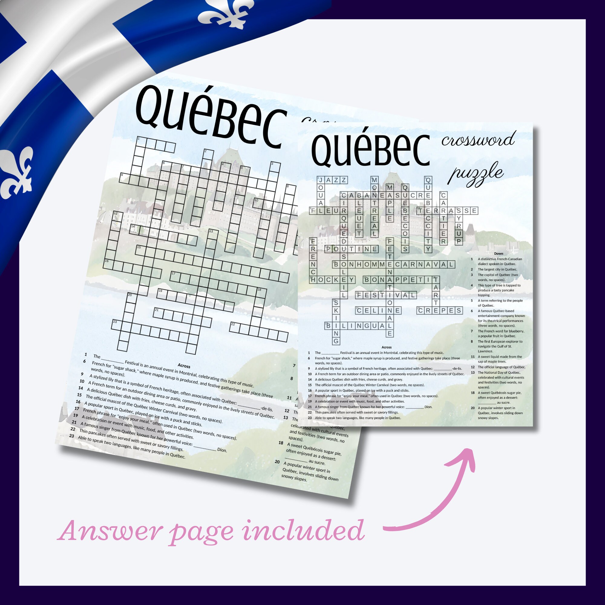Québec Trivia Crossword Puzzle This Puzzle is Great for Parties ...