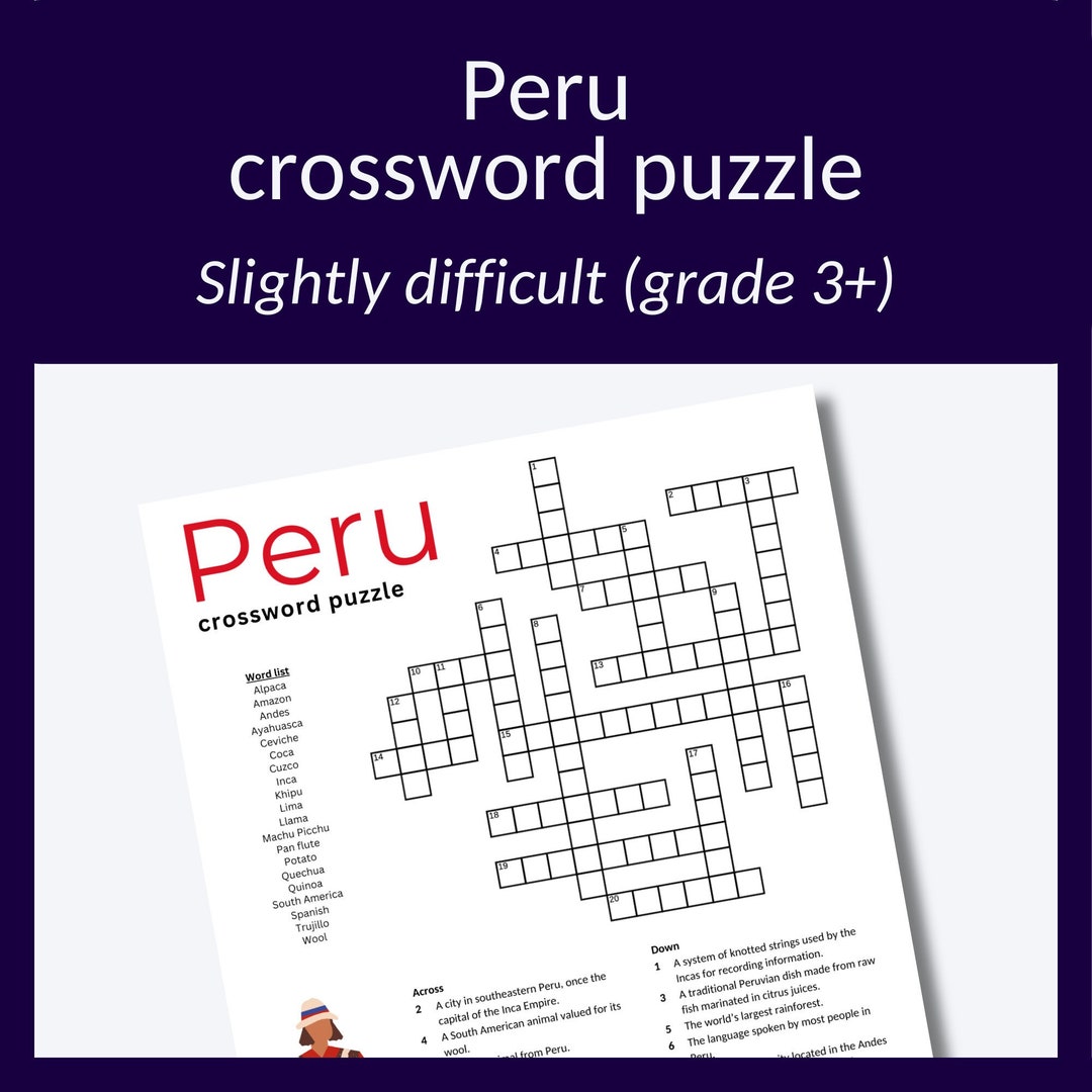 Learning About Peru Crossword! This Peru Trivia Puzzle is a Great ...