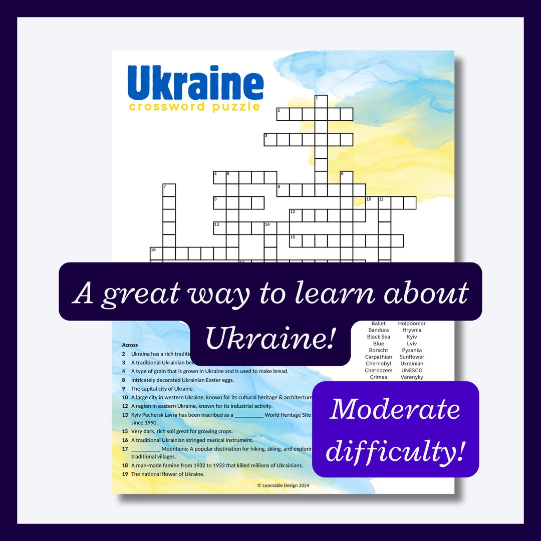 Learn About Ukraine Crossword Puzzle! This Ukraine Cross Word Puzzle is ...