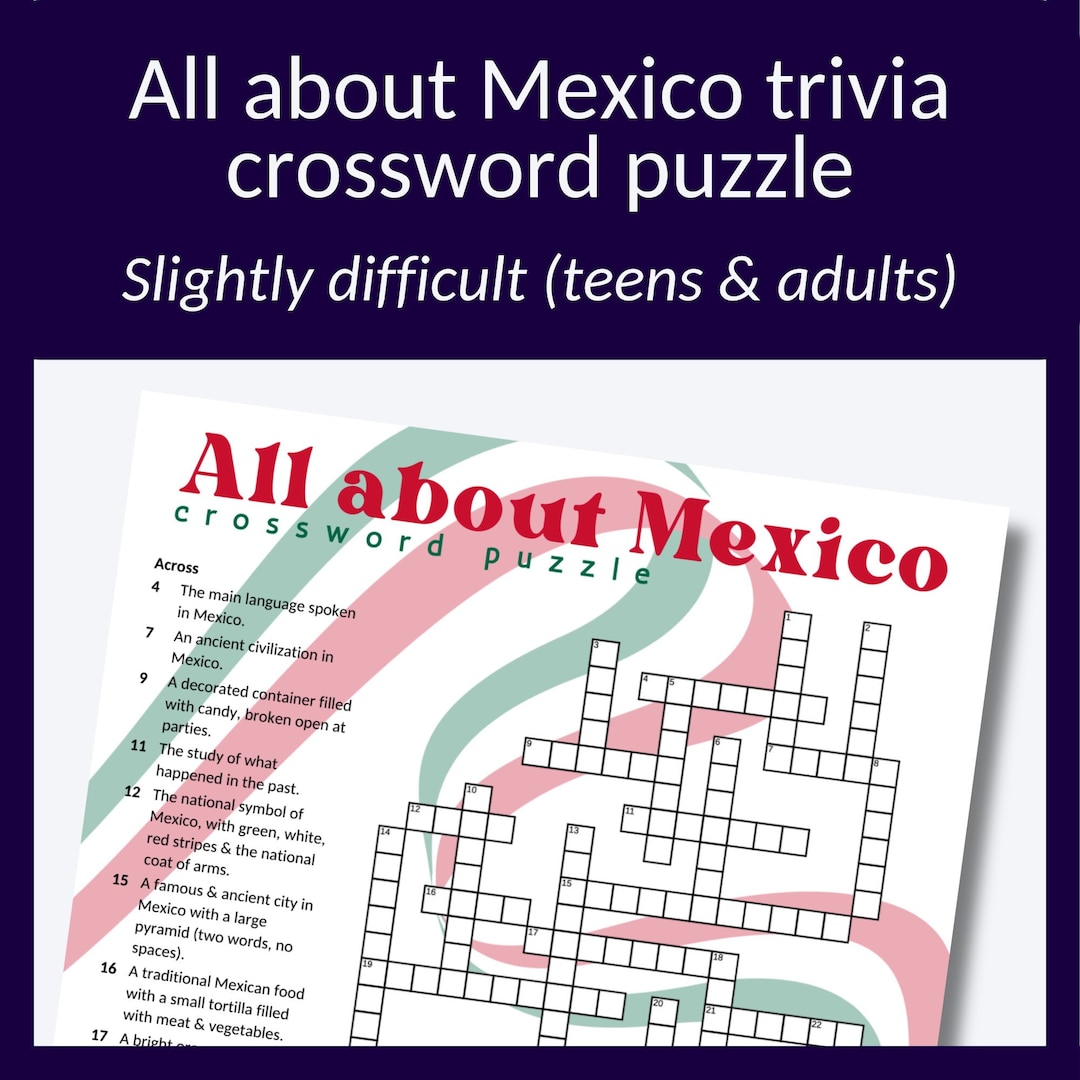 This Mexico Crossword Puzzle is a Great Way to Learn About Mexico. Use ...