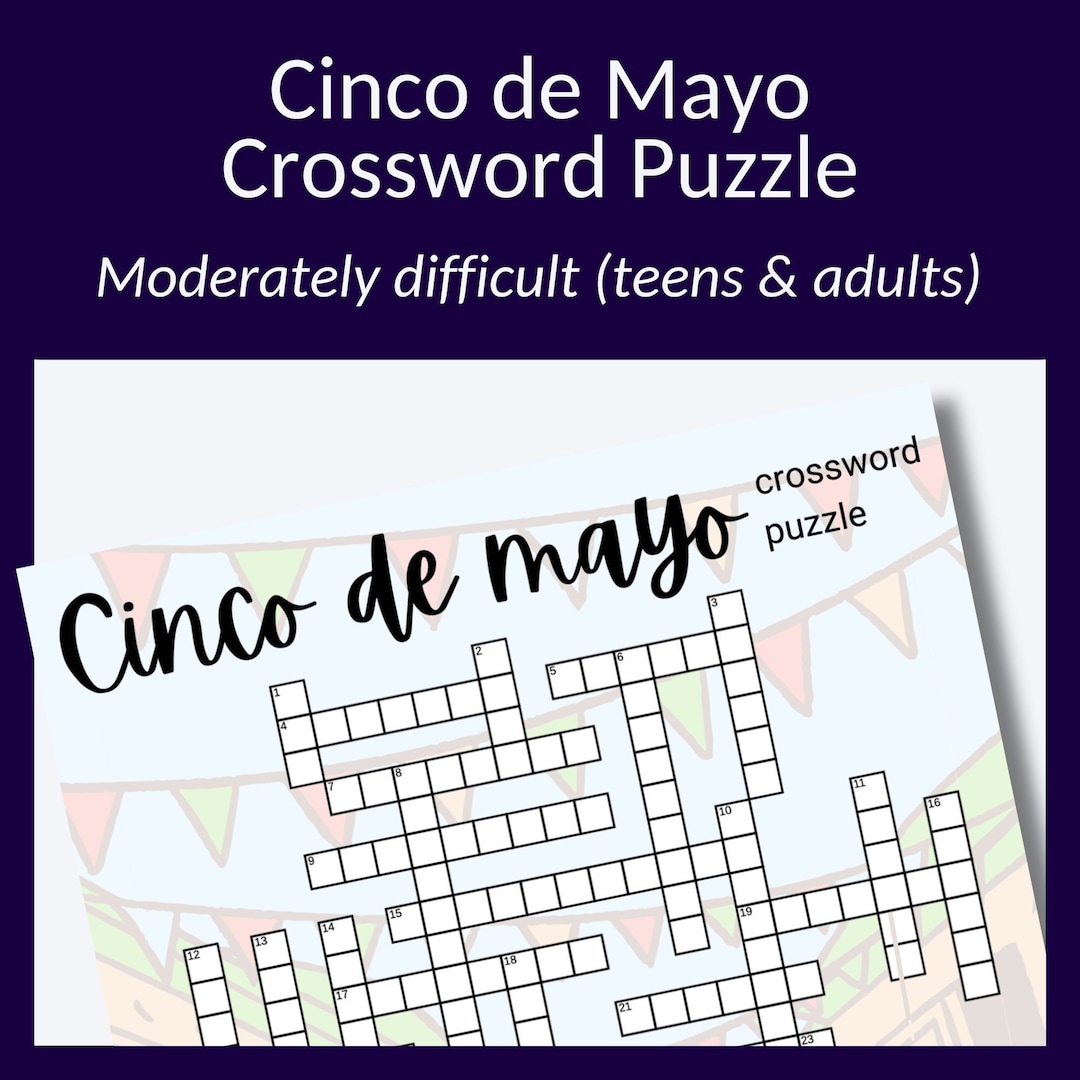 Cinco De Mayo Crossword Puzzle for Parties or to Build Vocabulary ...