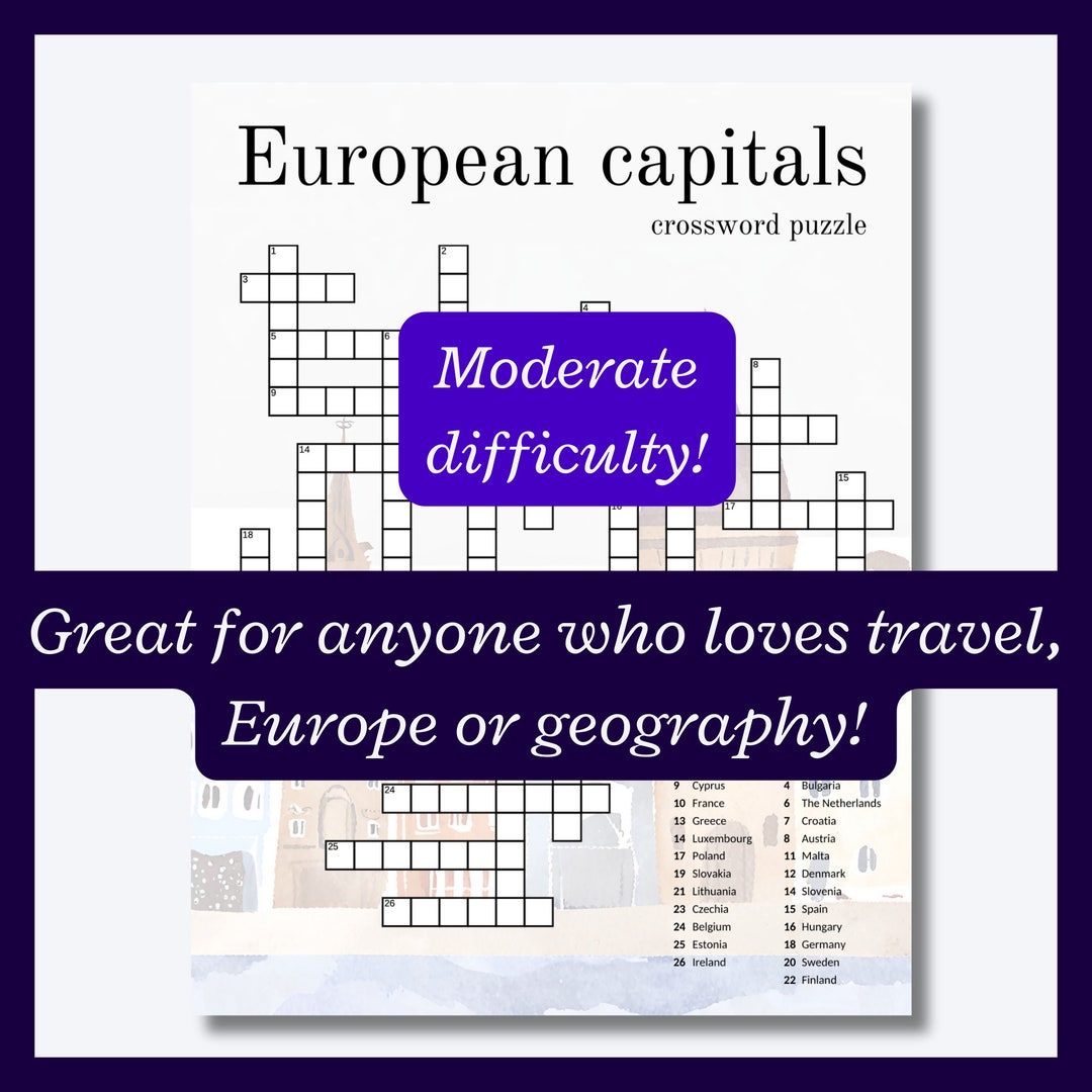 European Capitals Crossword Puzzle for Geography Enthusiasts and Travel ...