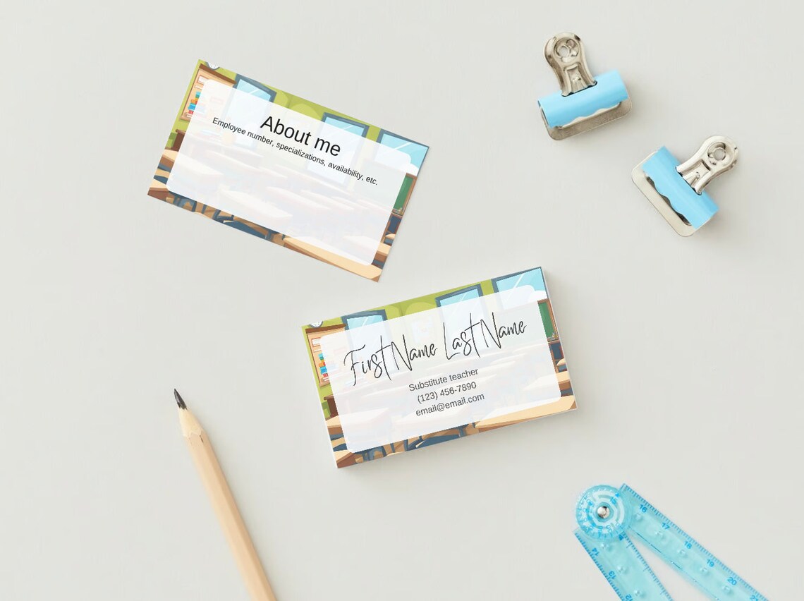 Substitute Teacher Business Card Design for Canva. Great Tutor Business ...