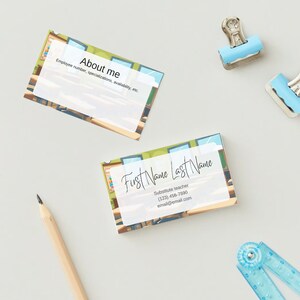 Substitute Teacher Business Card Design for Canva. Great Tutor Business ...