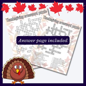 Canadian Thanksgiving Crossword Puzzle for Vocabulary, Spelling or ...