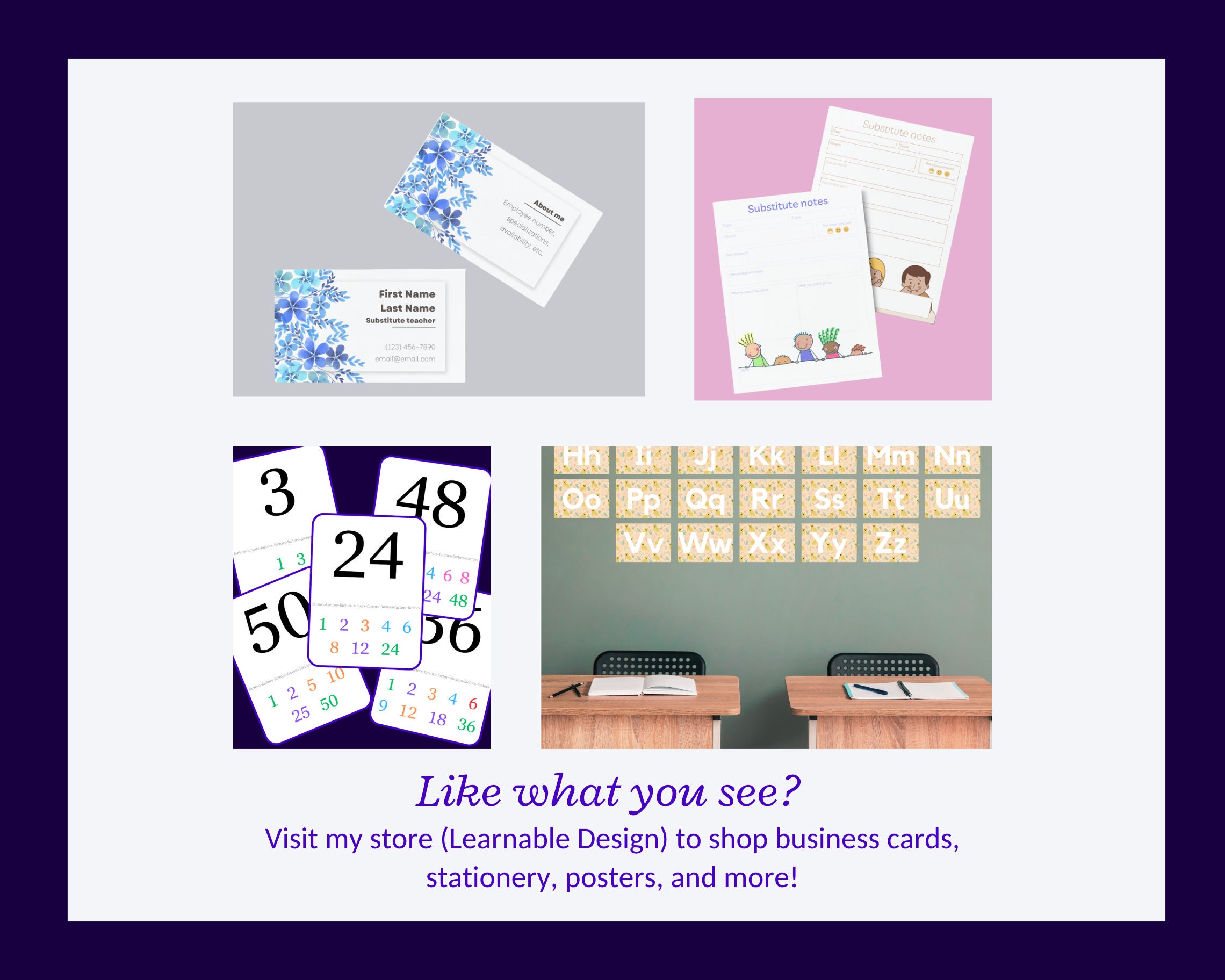 Substitute Teacher Business Card Template: Colorful Pencils (digital ...