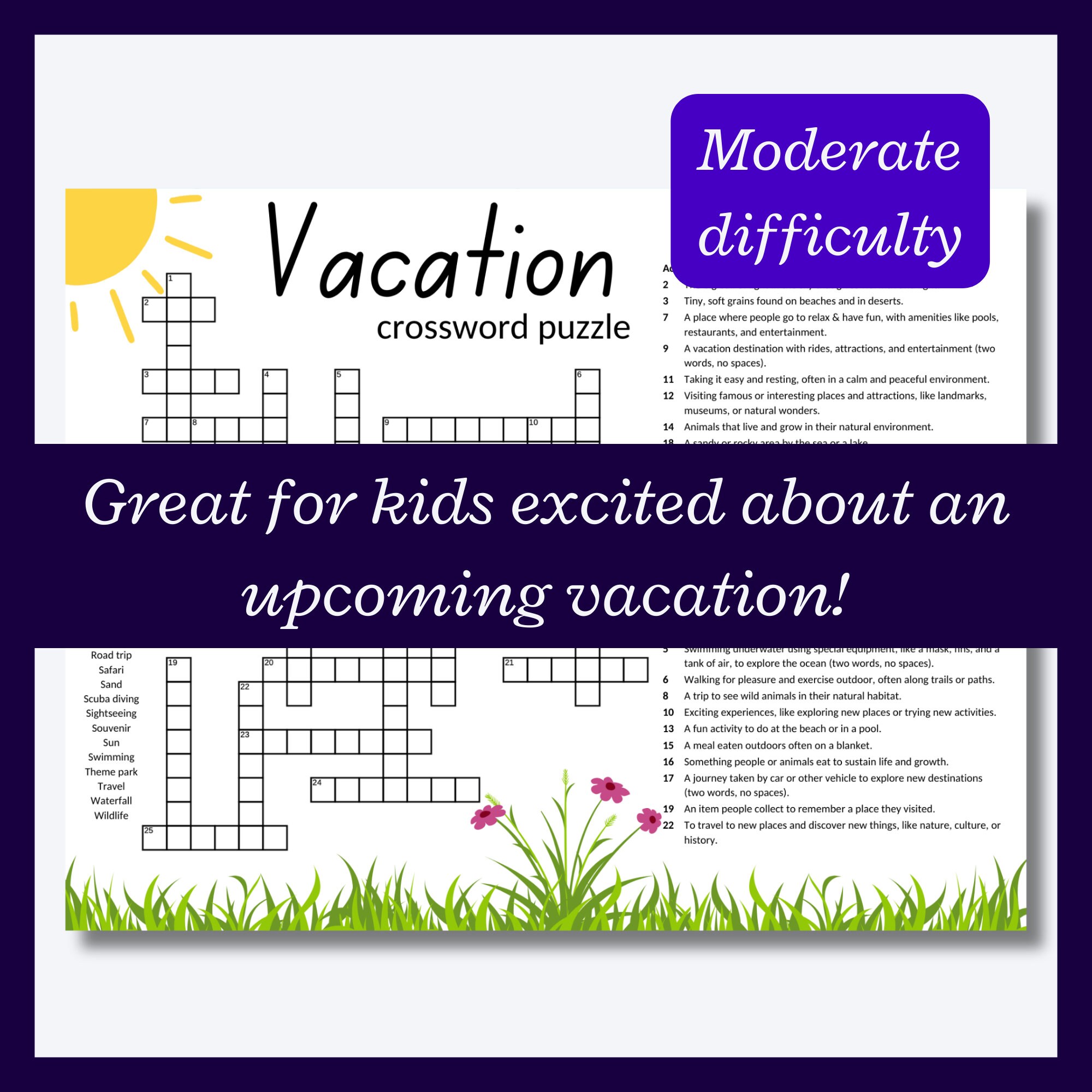 Vacation Crossword Puzzle! the Perfect Summer Activity or Family ...