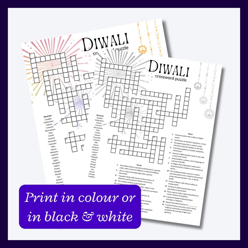 Diwali Crossword Puzzle: Trivia Game for Teens & Adults (digital ...