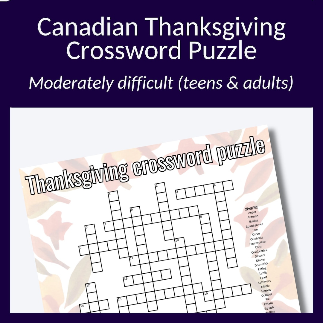 Canadian Thanksgiving Crossword Puzzle for Vocabulary, Spelling or ...