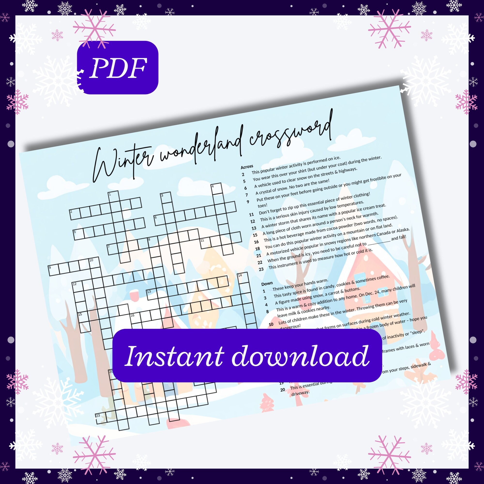 Winter Wonderland Crossword Puzzle: Fun Vocabulary Builder (PDF ...