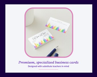 Substitute Teacher Business Card Design for Canva. Great Tutor Business ...