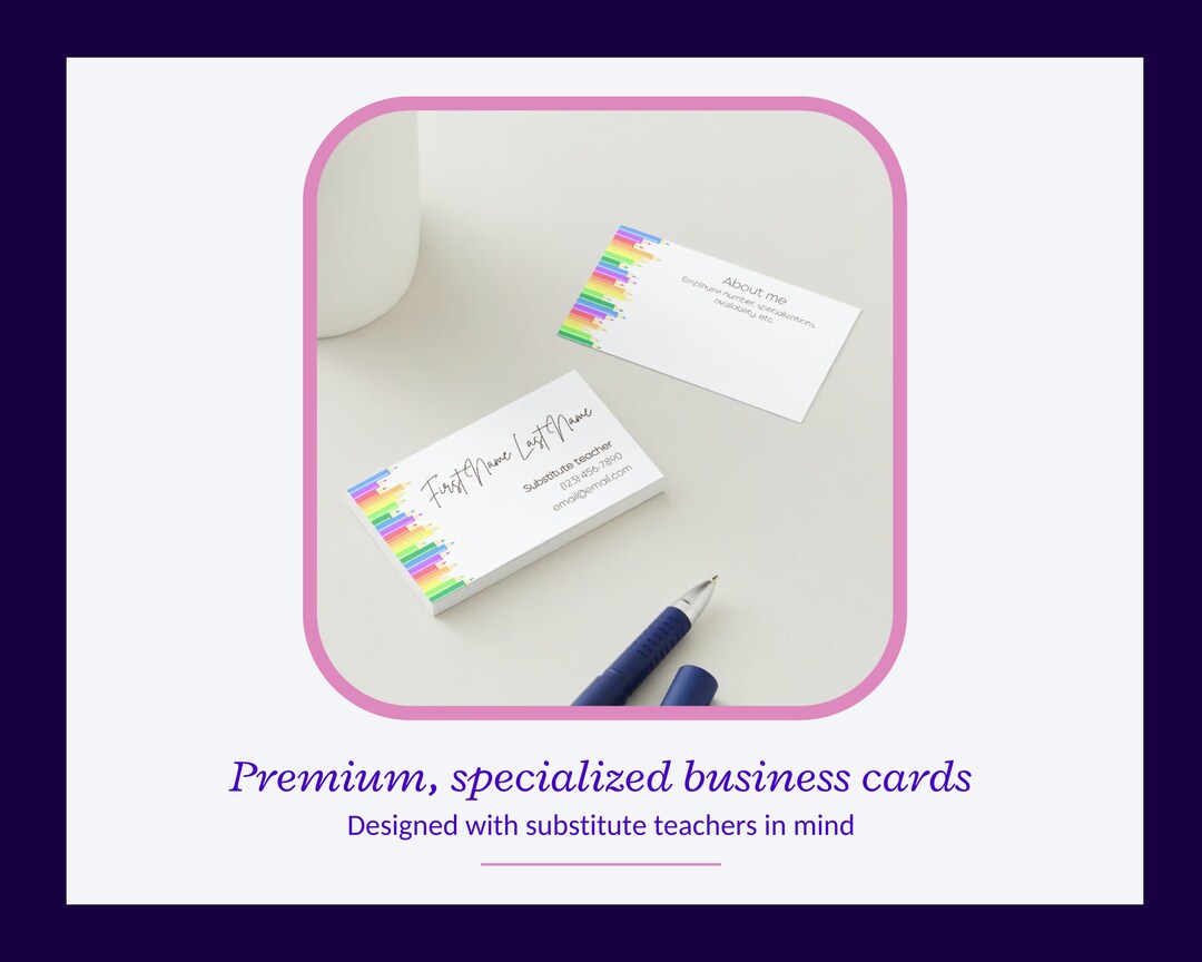 Substitute Teacher Business Card Design for Canva. Great Tutor Business ...