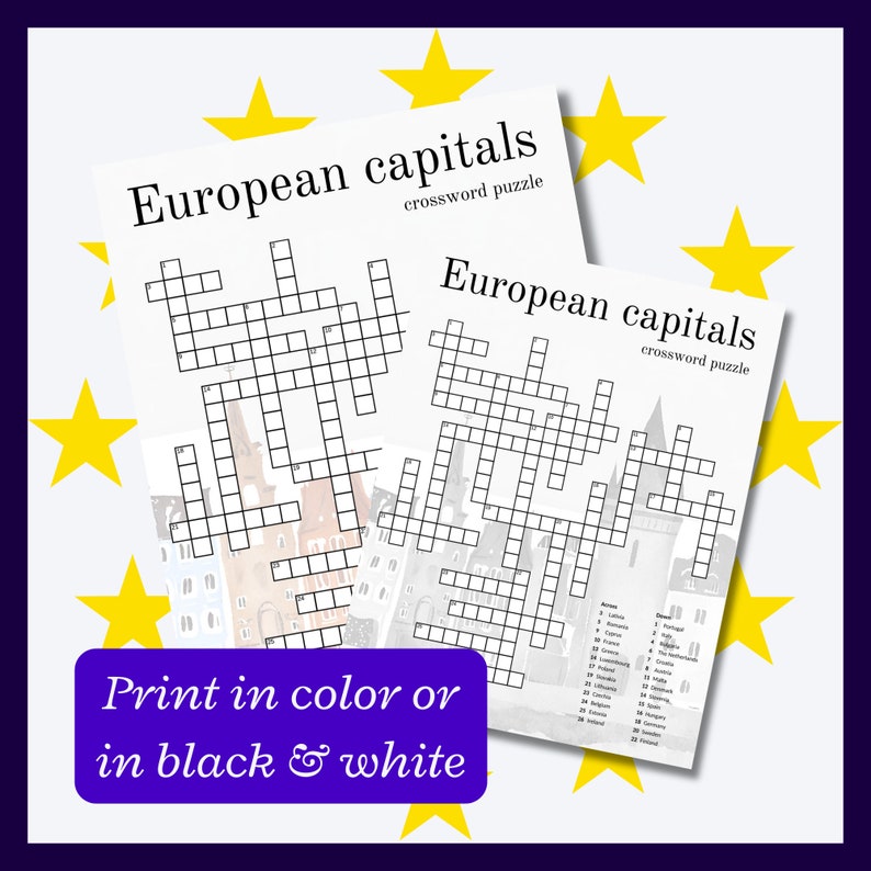 European Capitals Crossword Puzzle for Geography Enthusiasts and Travel ...