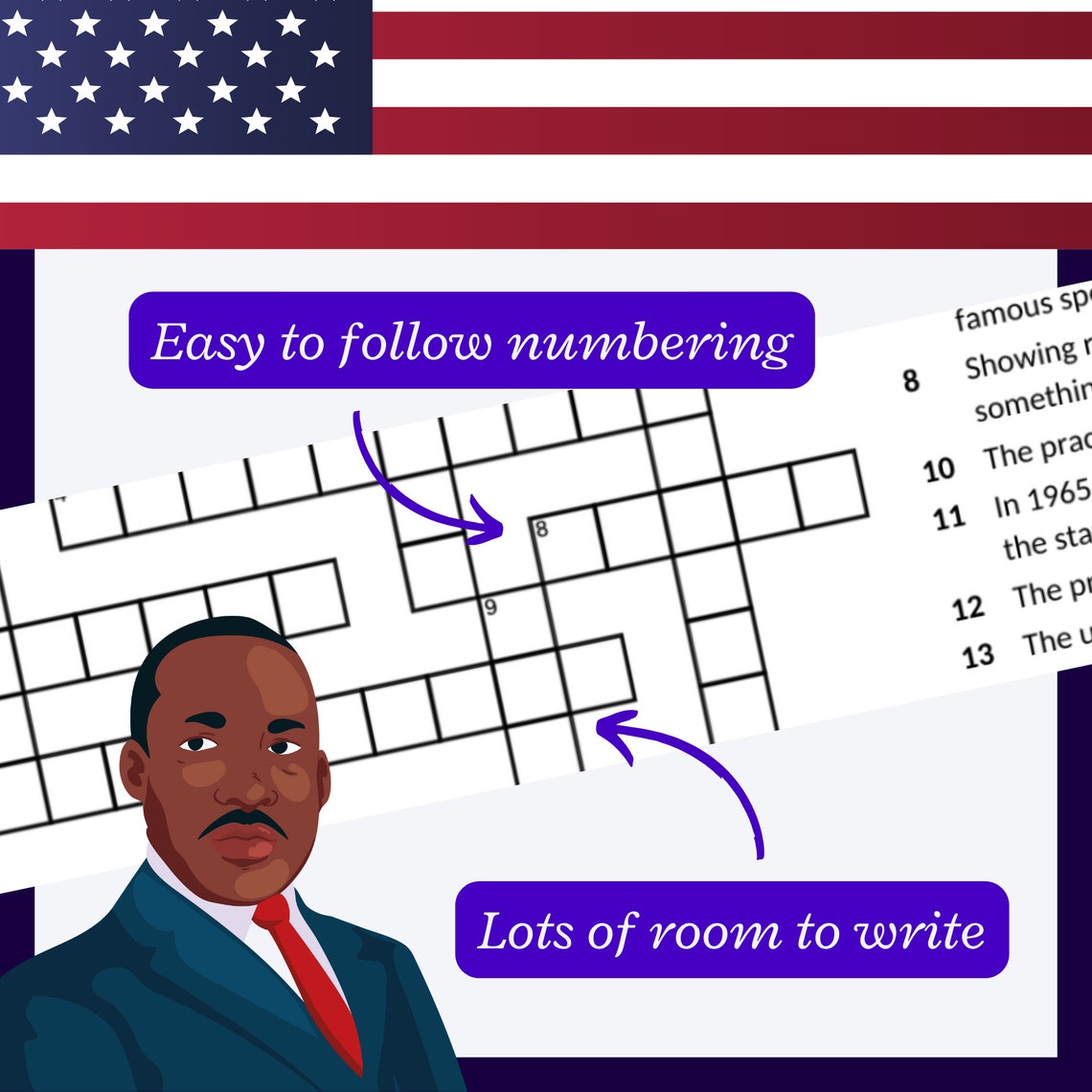 MLK Jr. Crossword Puzzle for Parties or to Learn About MLK. Great Cross ...