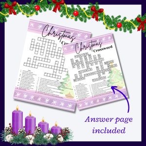 Advent Crossword Puzzle for Parties or to Learn About Christmas ...