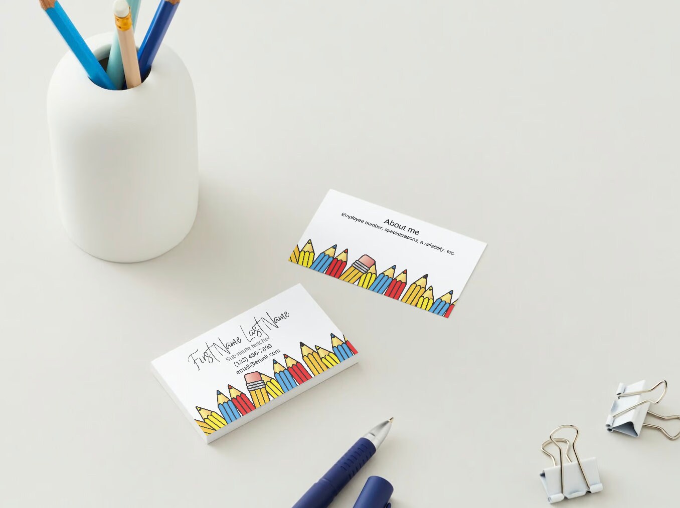 Substitute Teacher Business Card Design for Canva. Great Tutor Business ...