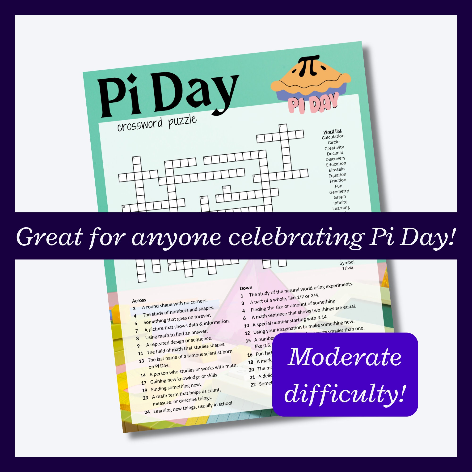 Pi Day Cross Word Puzzle Game for Teenagers or Party Game! - Etsy