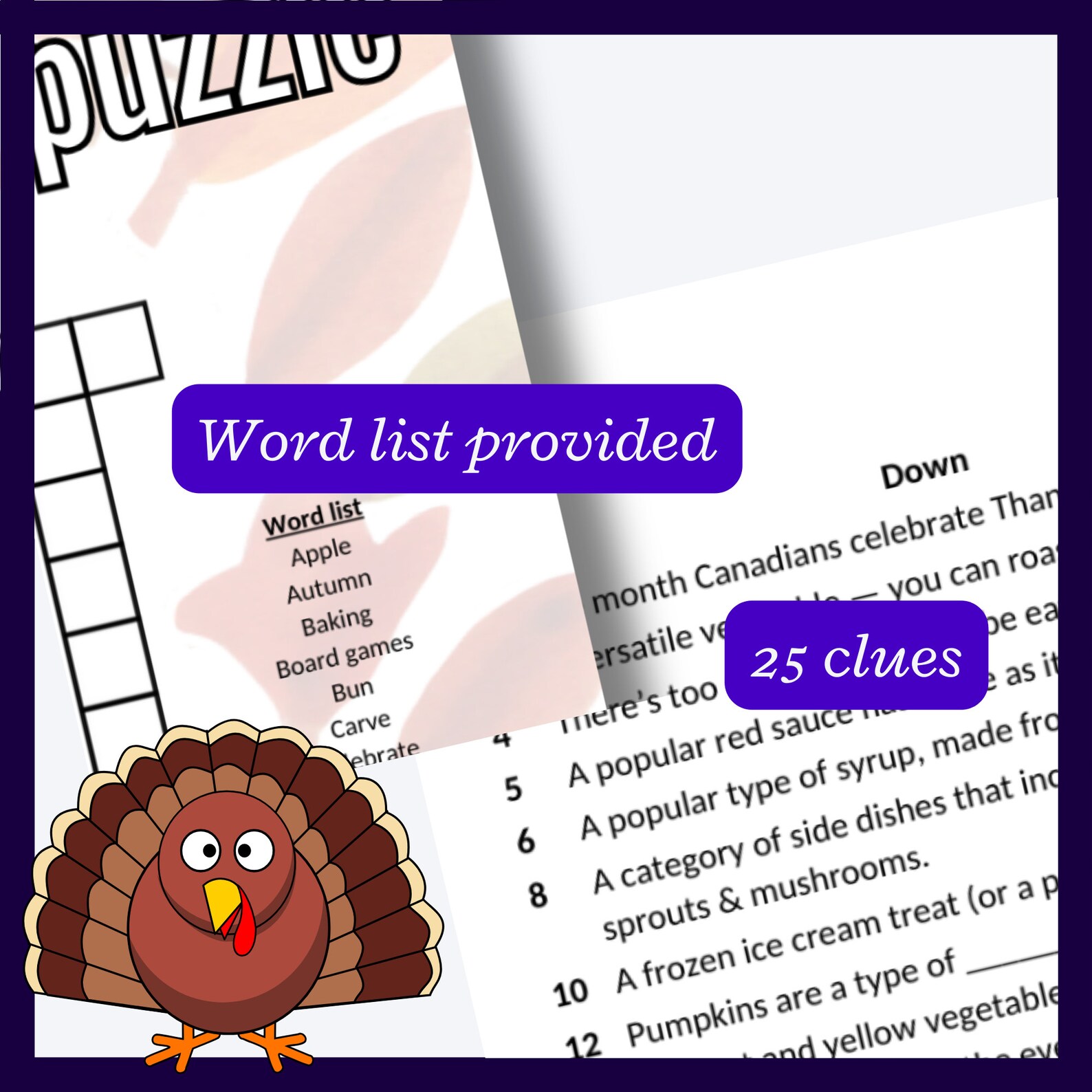 Canadian Thanksgiving Crossword Puzzle: Vocabulary & Spelling (digital ...