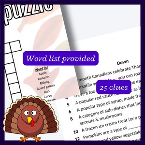 Canadian Thanksgiving Crossword Puzzle for Vocabulary, Spelling or ...
