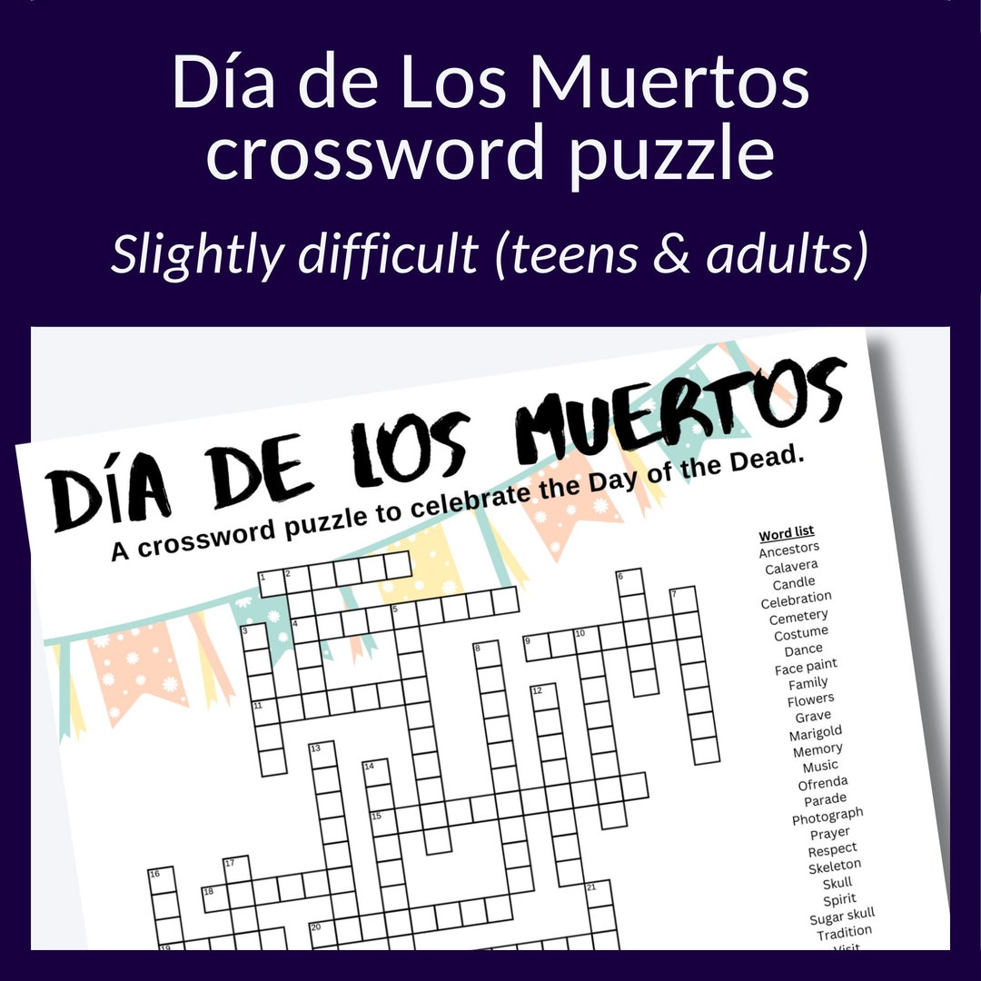 Dia De Los Muertos Crossword Puzzle for Parties! Perfect Dia De Muertos ...