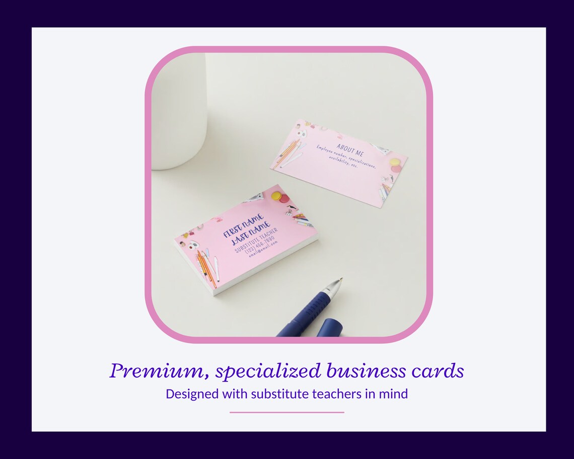 Substitute Teacher Business Card Design for Canva. Great Tutor Business ...