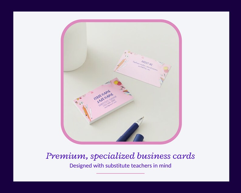 Substitute Teacher Business Card Design for Canva. Great Tutor Business ...