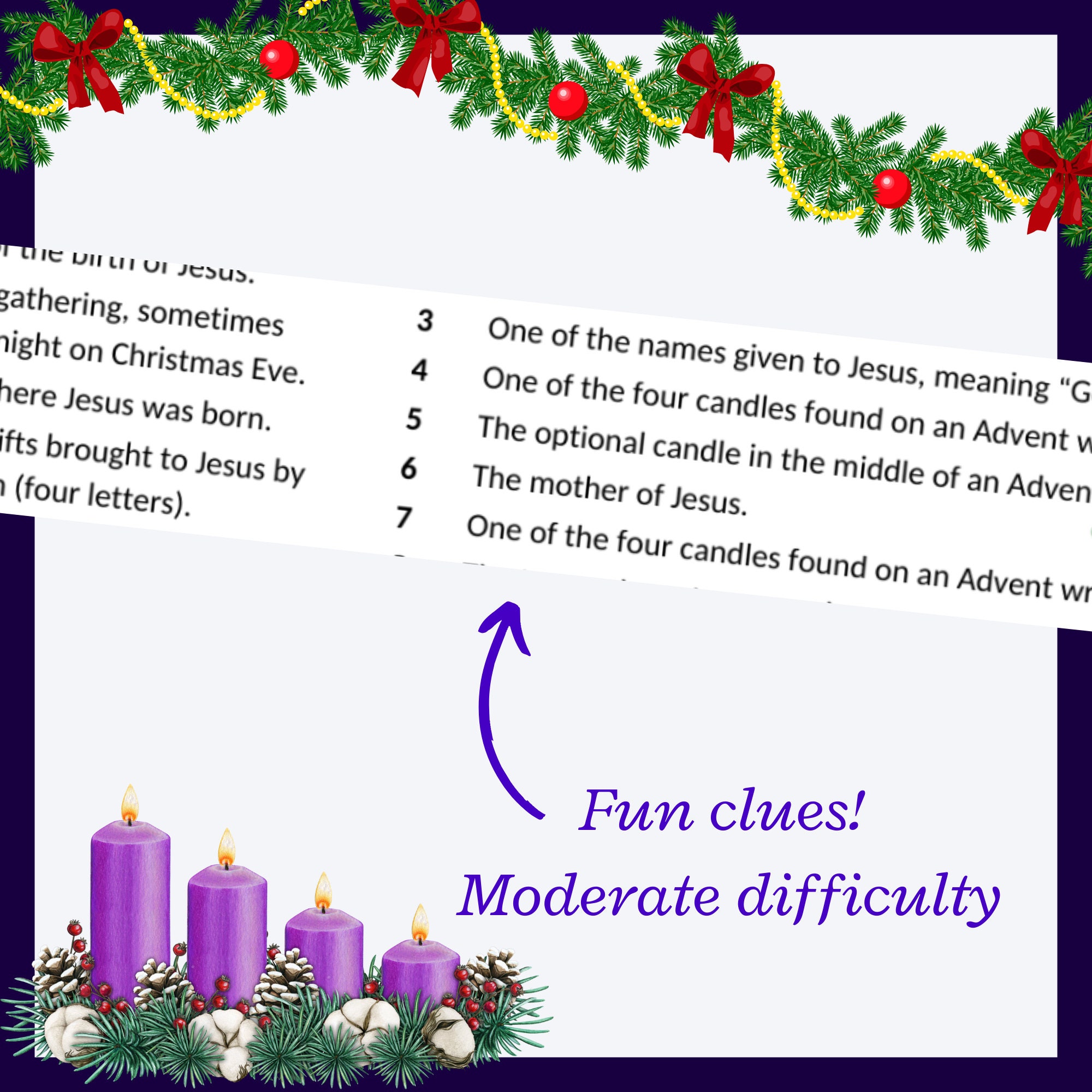 Advent Crossword Puzzle for Parties or to Learn About Christmas ...