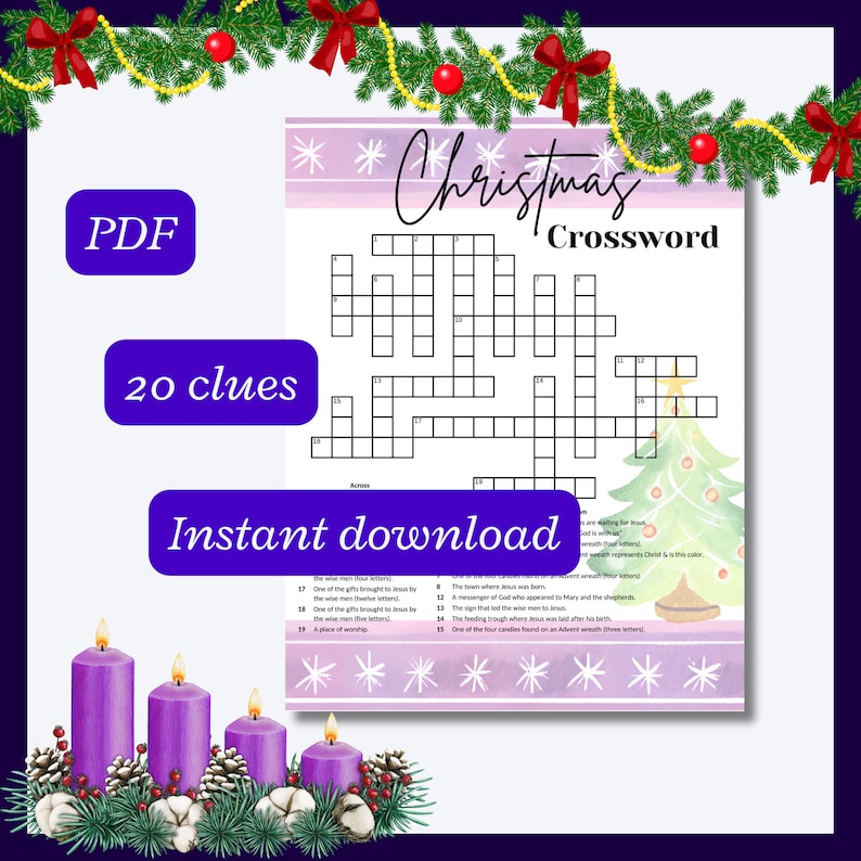 Advent Crossword Puzzle for Parties or to Learn About Christmas ...