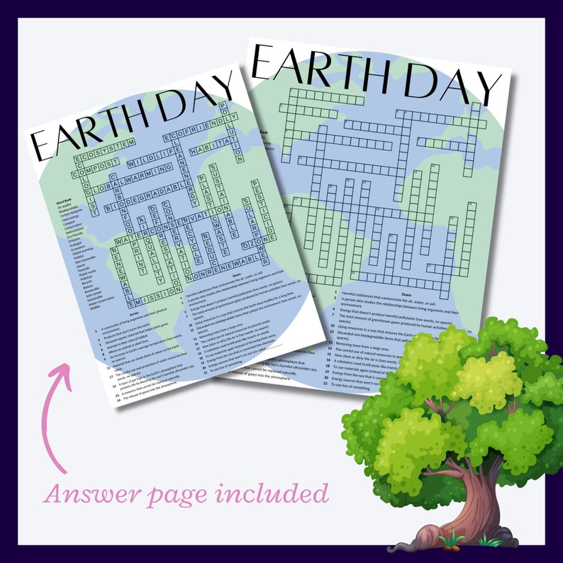 Earth Day Crossword Puzzle for Parties, to Build Vocabulary or to ...