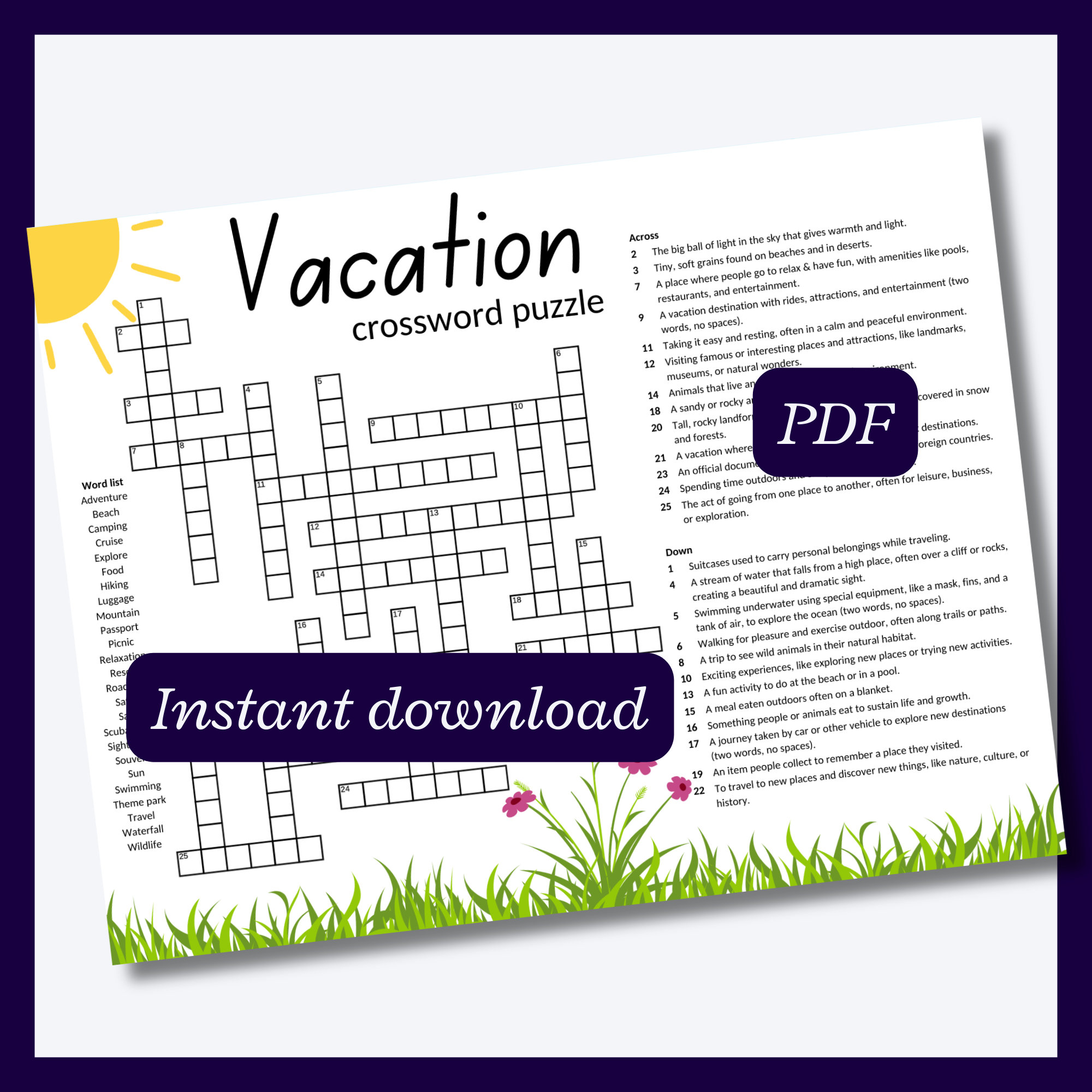 Vacation Crossword Puzzle! the Perfect Summer Activity or Family ...