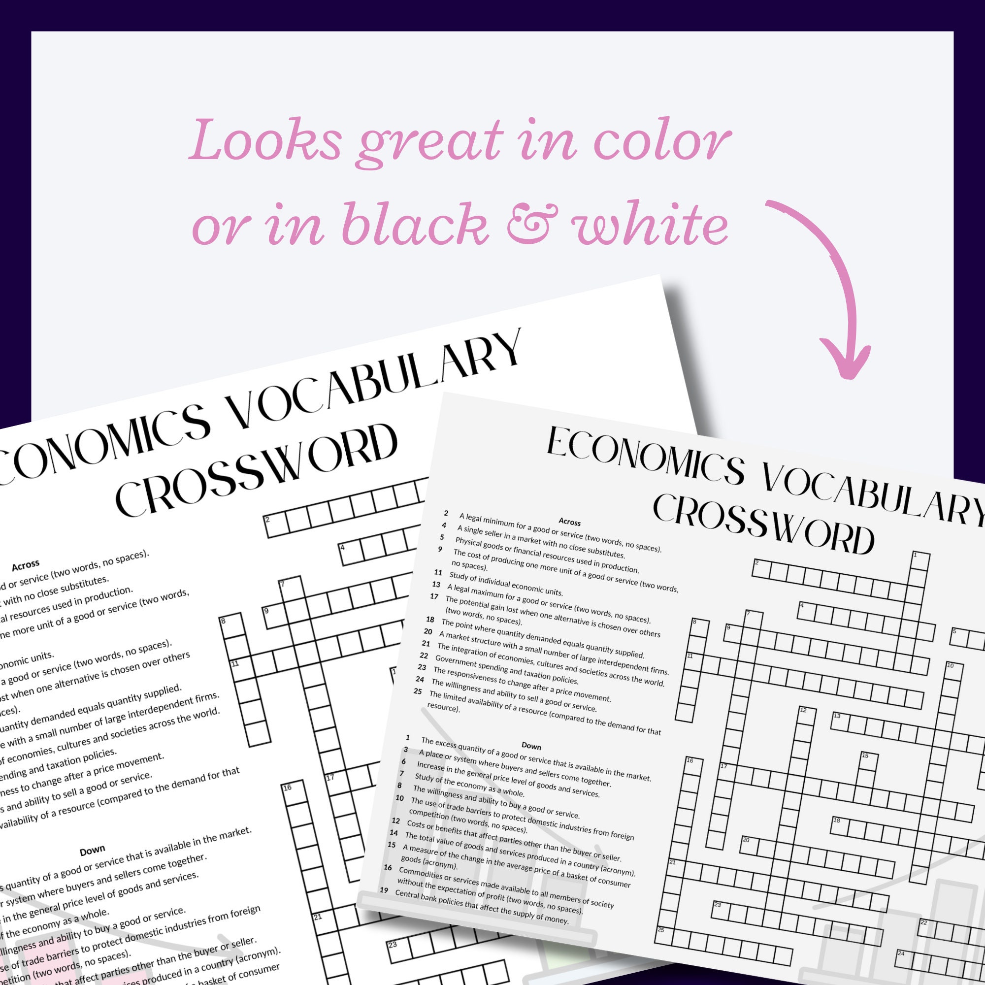 Economics Vocabulary Crossword Puzzle (microeconomics and ...