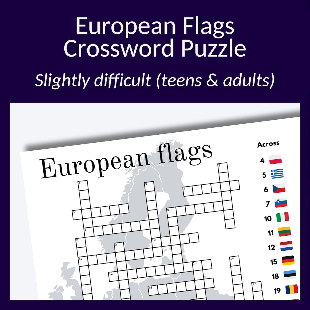 European Flags Crossword Puzzle Game for Travel Enthusiasts and Teens ...