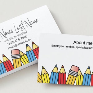 Substitute Teacher Business Card Design for Canva. Great Tutor Business ...