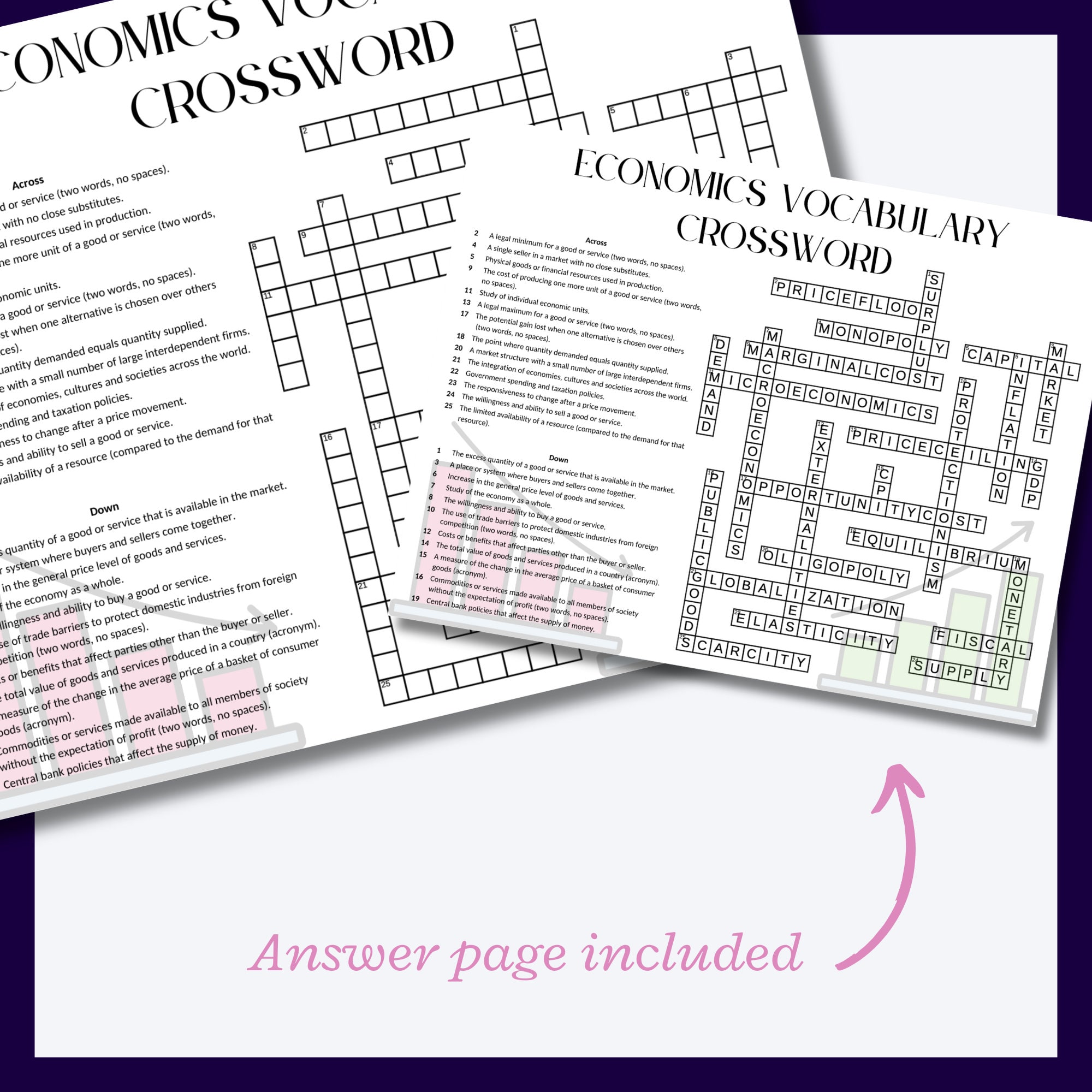 Economics Vocabulary Crossword Puzzle microeconomics and Macroeconomics ...