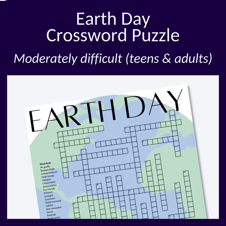 Earth Day Crossword Puzzle for Parties, to Build Vocabulary or to ...